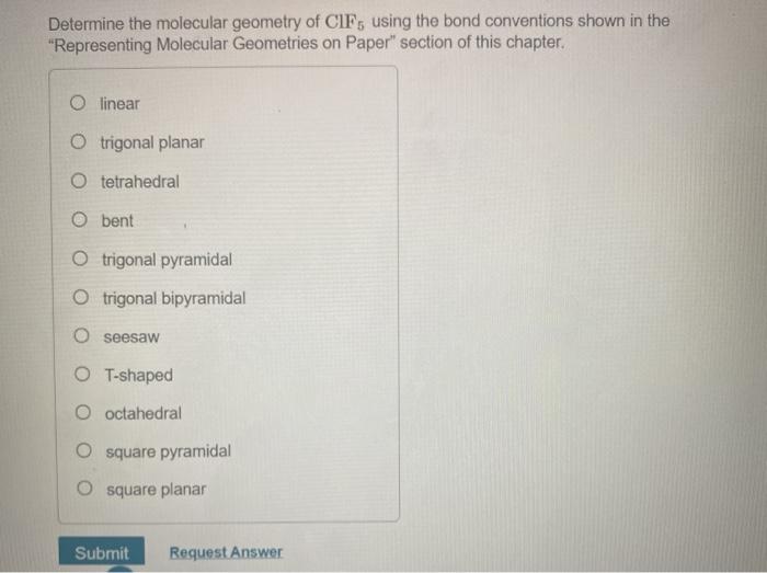 Solved Determine the molecular geometry of CIFs using the | Chegg.com