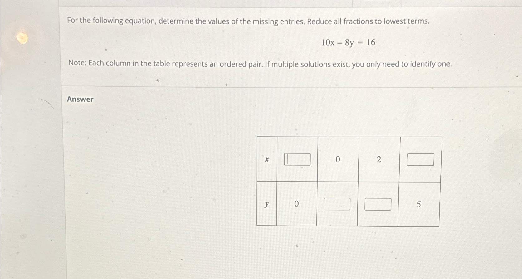 Solved For the following equation, determine the values of | Chegg.com