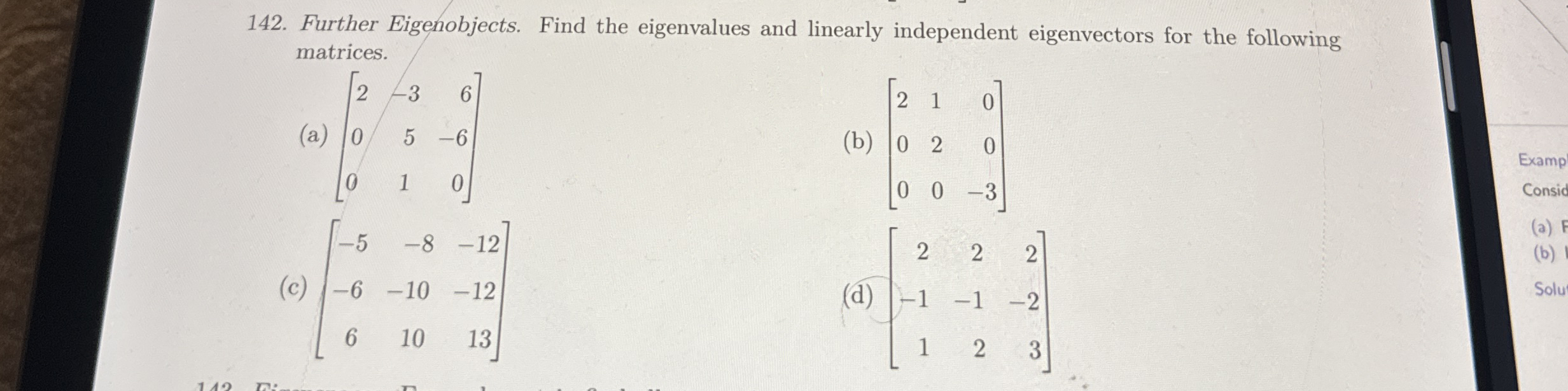 Solved Further Eigenobjects. Find the eigenvalues and | Chegg.com