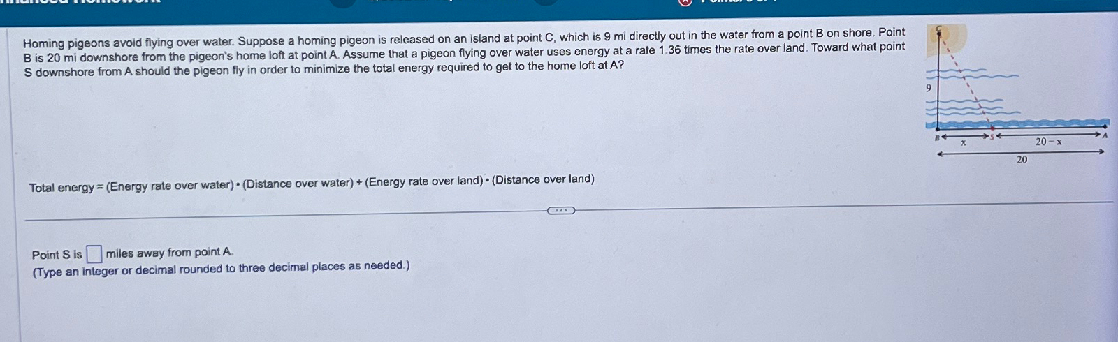 Solved Homing pigeons avoid flying over water. Suppose a | Chegg.com