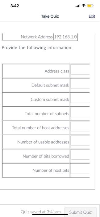 Solved 3:42 Question 12 Custom Subnet Masks Problem Network | Chegg.com