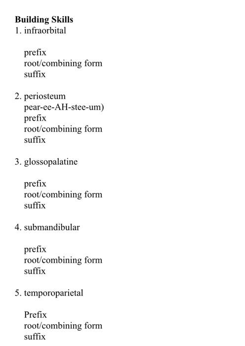 Solved Building Skills Locate and define the prefix, | Chegg.com