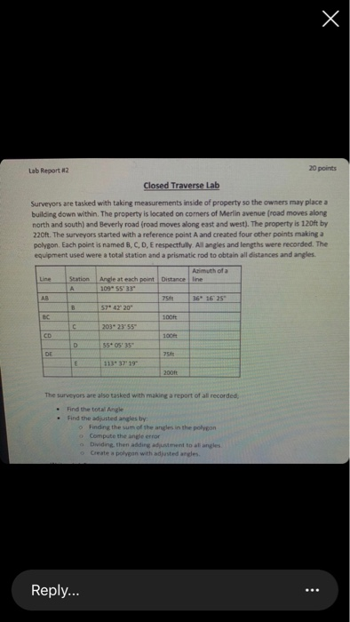 Solved Lab Report 2 Closed Traverse Lab Surveyors are tasked | Chegg.com
