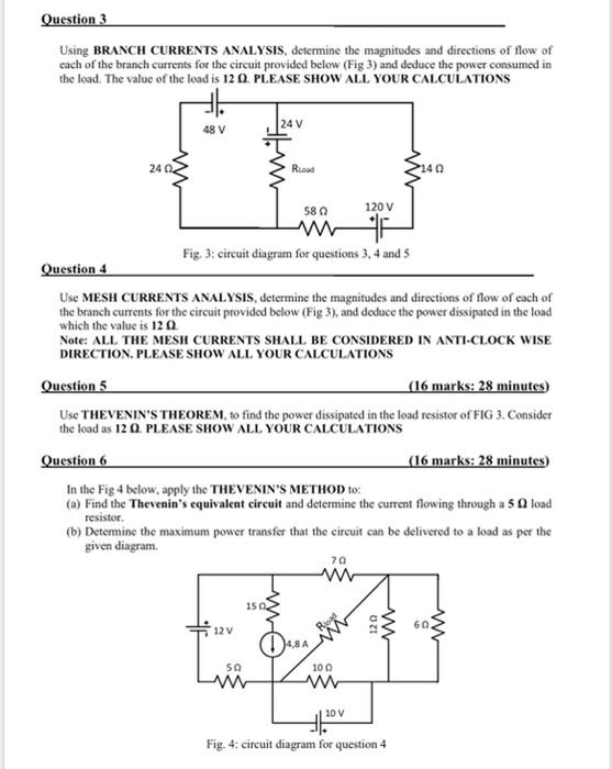 Solved In the Fig 5 below, apply the THEVENIN'S METHOD to: | Chegg.com