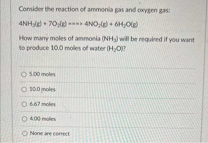 Solved how many moles of ammonia will be required if you | Chegg.com