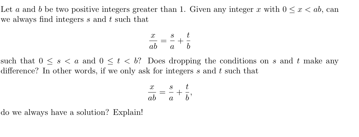 Solved Let a and b ﻿be two positive integers greater than | Chegg.com