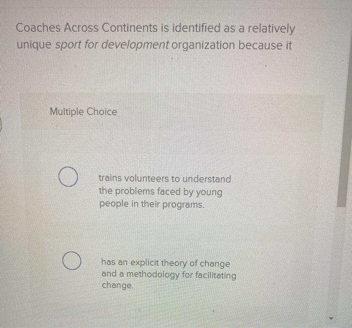 Solved Coaches Across Continents is identified as a | Chegg.com