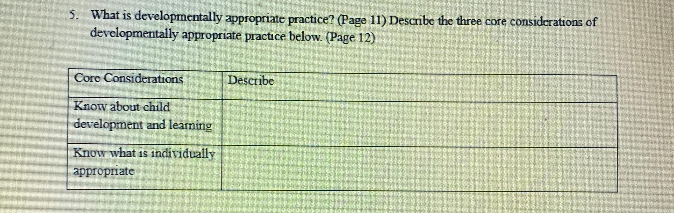 Solved What is developmentally appropriate practice? (Page | Chegg.com
