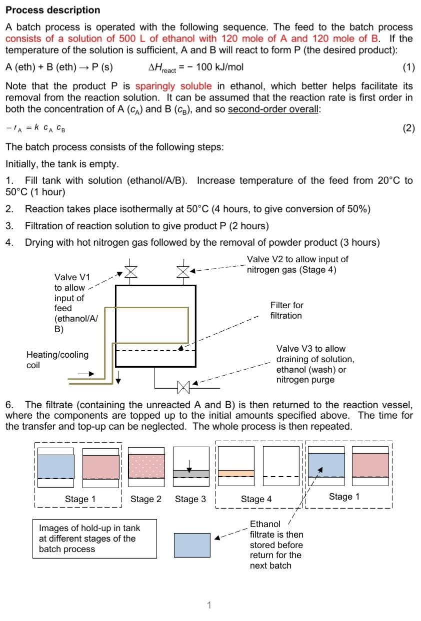Process description A batch process is operated with | Chegg.com