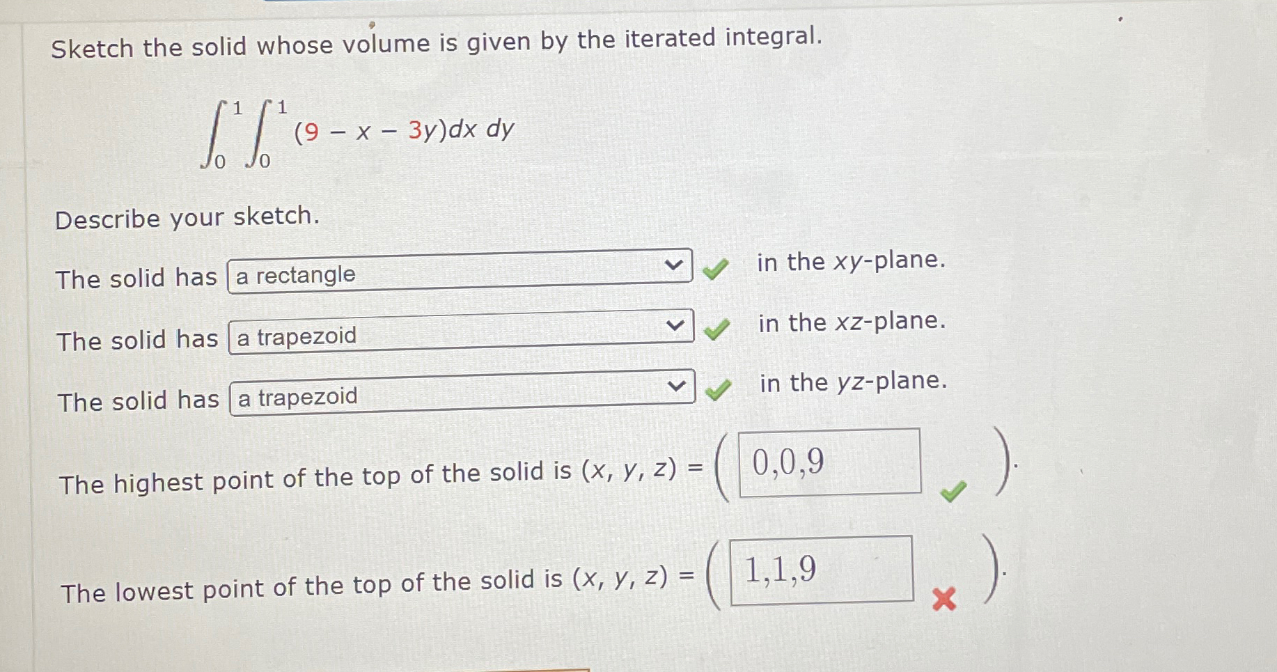 Solved Sketch the solid whose volume is given by the | Chegg.com
