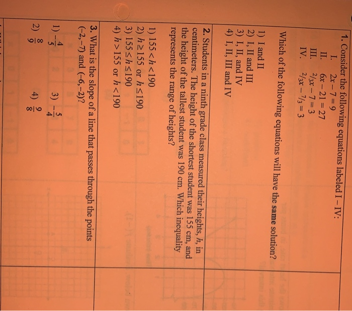 Solved 1. Consider the following equations labeled I-IV: I. | Chegg.com