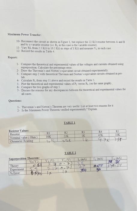 Solved EXPERIMENTS SUPERPOSITION & THEVENIN / NORTON | Chegg.com