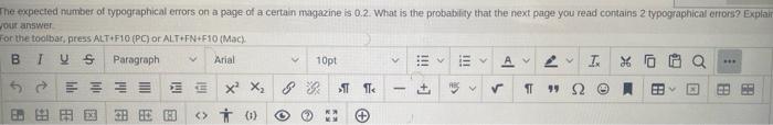 Solved The expected number of typographical errors on a page | Chegg.com
