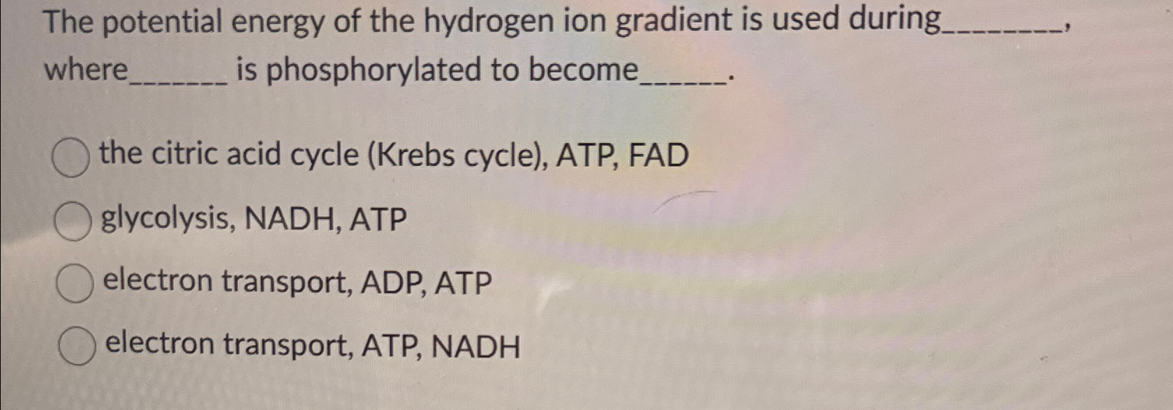 Solved The potential energy of the hydrogen ion gradient is | Chegg.com