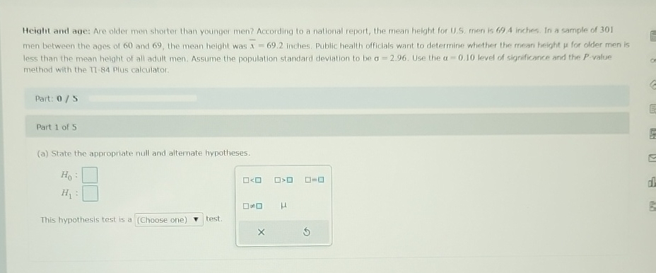 Solved Height and age: Are older men shorter than younger | Chegg.com