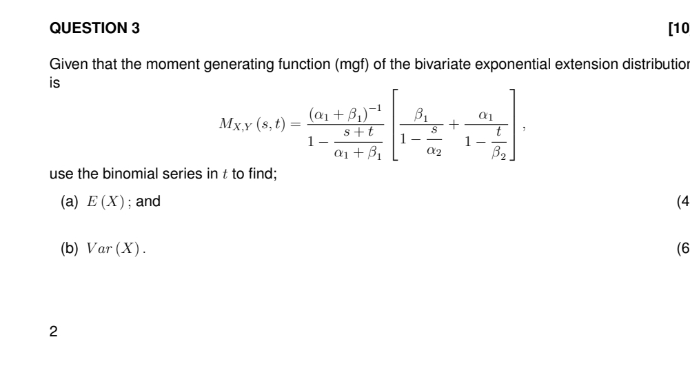 Solved QUESTION 3Given that the moment generating function | Chegg.com