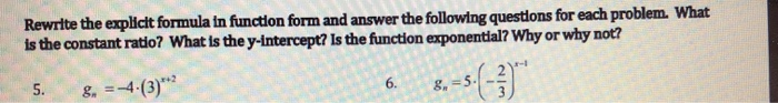 Solved Rewrite the explicit formula in function form and | Chegg.com