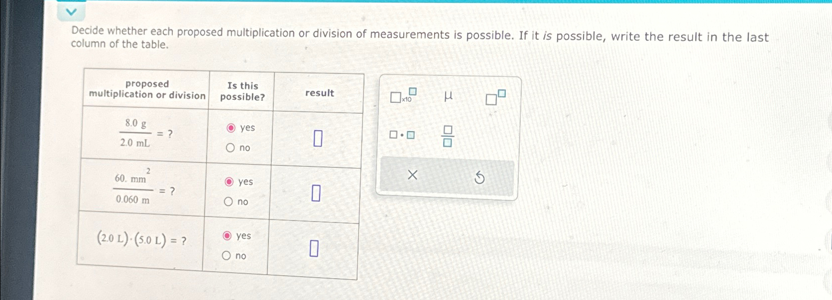 Solved Decide whether each proposed multiplication or | Chegg.com