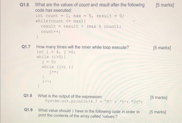 [Solved]: Q1.6 What are the values of count and result afte