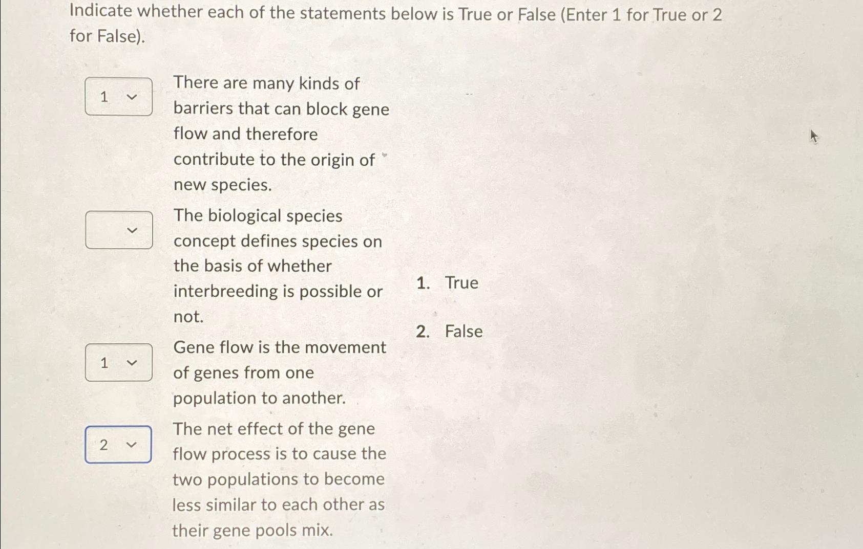 Solved Indicate whether each of the statements below is True | Chegg.com