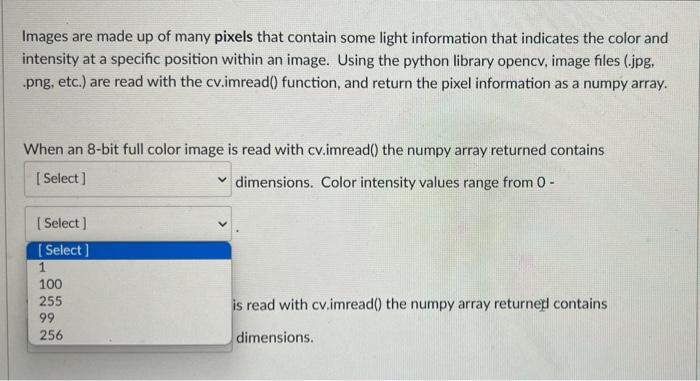 Solved Images are made up of many pixels that contain some | Chegg.com