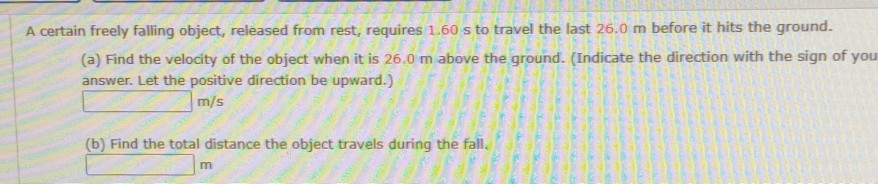 Solved A certain freely falling object, released from rest, | Chegg.com