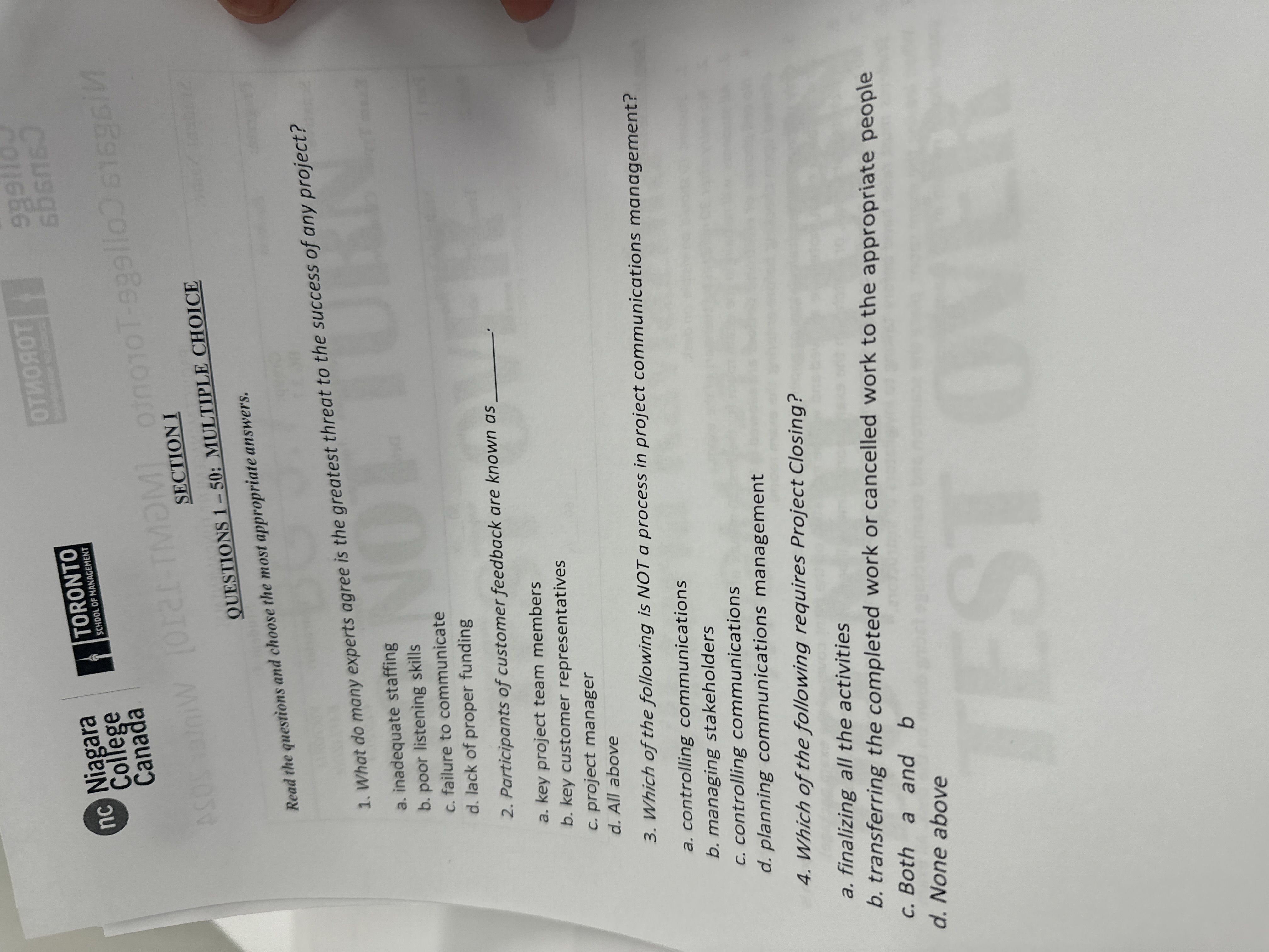 Solved QUESTIONS 1 - 50: MULTIPLE CHOICERead the questions | Chegg.com