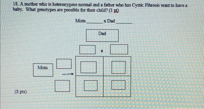 Solved 18. A mother who is heterozygous normal and a father | Chegg.com