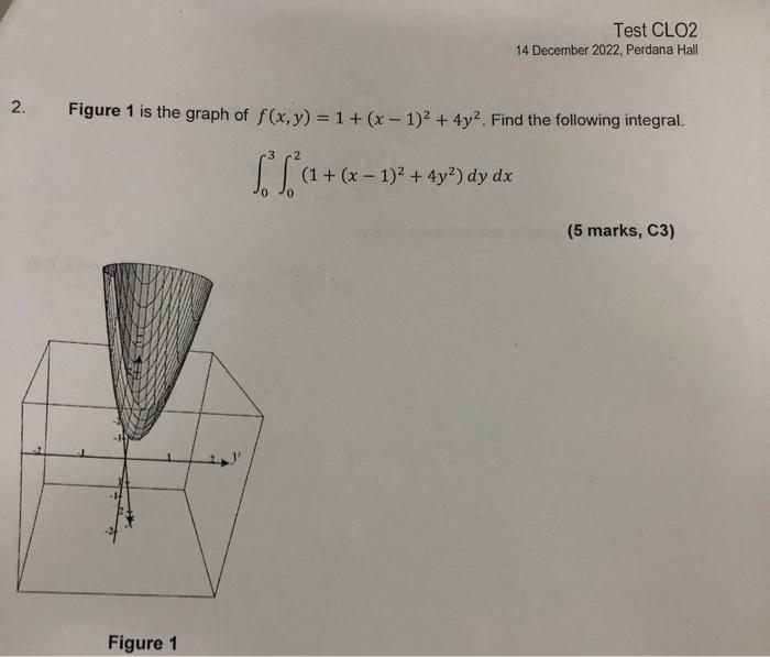 Solved are 1 is the graph of f(x,y)=1+(x−1)2+4y2. Find | Chegg.com