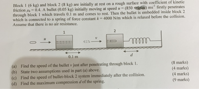 Solved Block 1 (6 kg) and block 2 (8 kg) are initially at | Chegg.com