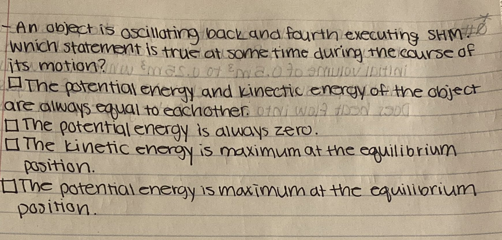 Solved An object is oscillating back and fourth executing | Chegg.com
