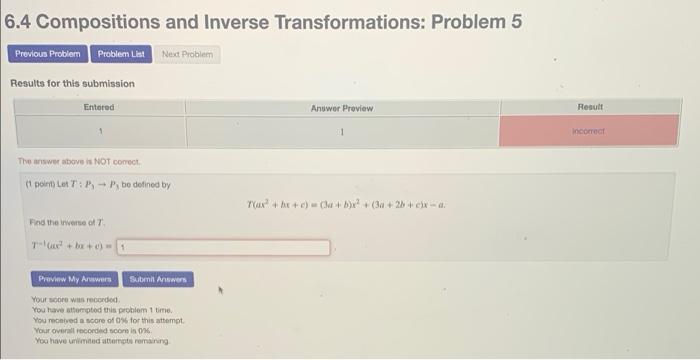 Solved 6.4 Compositions and Inverse Transformations: Problem | Chegg.com