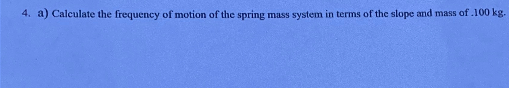 Solved a) ﻿Calculate the frequency of motion of the spring | Chegg.com