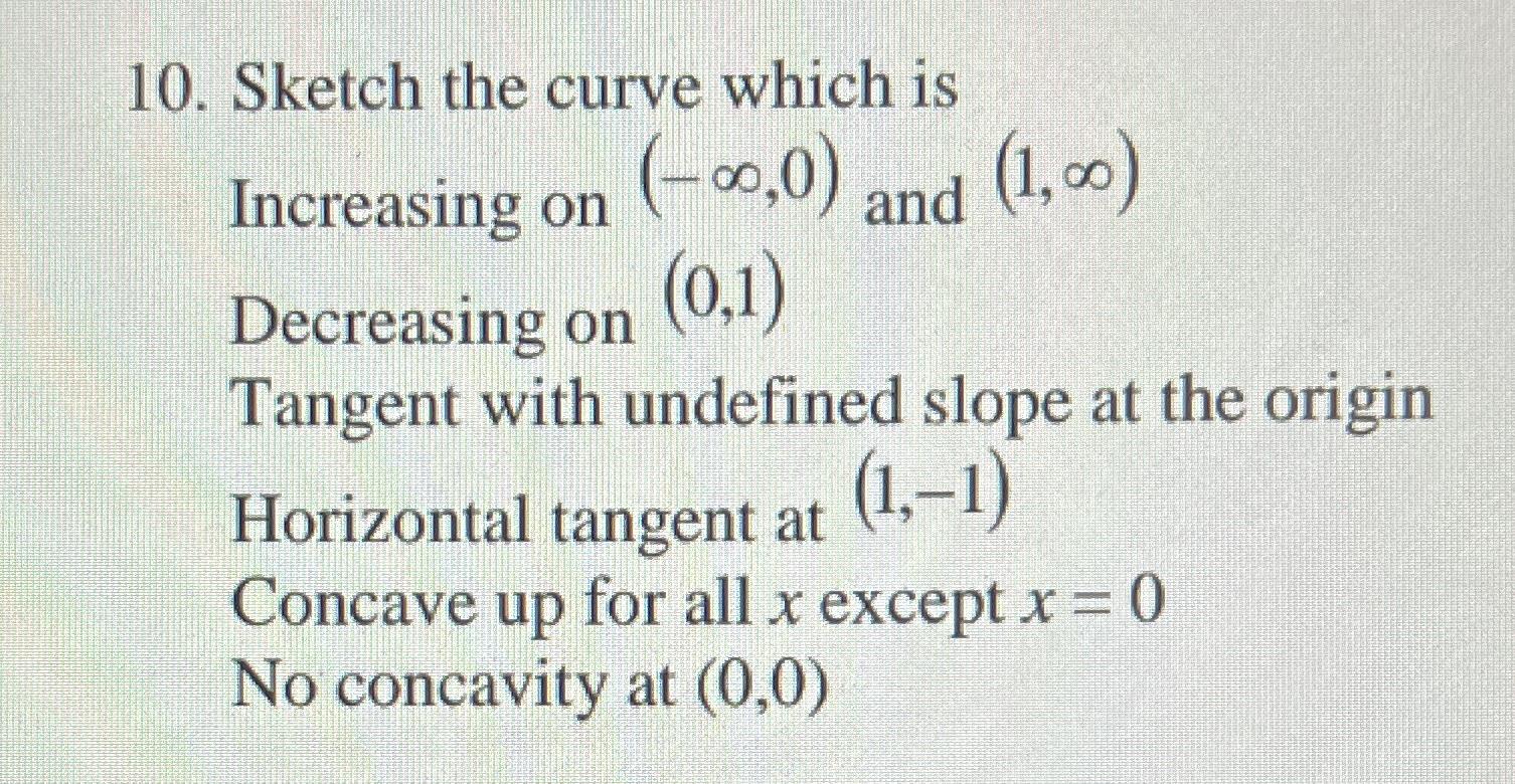 Solved Sketch the curve which isIncreasing on (-∞,0) ﻿and | Chegg.com