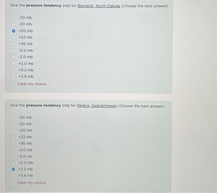 Solved Map 5 Give the pressure tendency (mb) for Chicage | Chegg.com