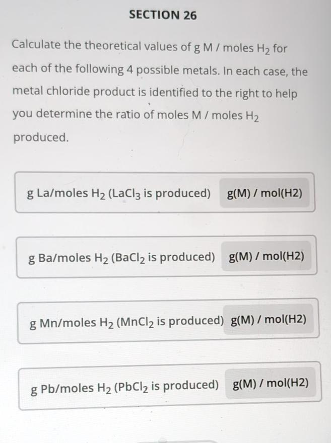 Solved SECTION 26\\nCalculate the theoretical values of | Chegg.com