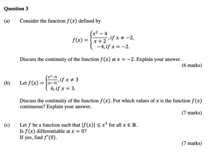 Solved Question 3 (a) Consider the function f(x) defined by | Chegg.com
