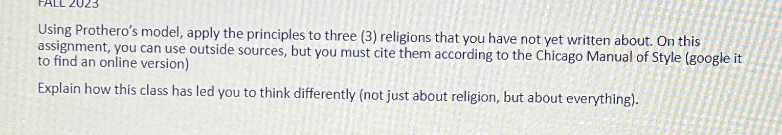 Using Prothero's model, apply the principles to three | Chegg.com