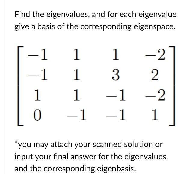 Solved Find the eigenvalues, and for each eigenvalue give a | Chegg.com