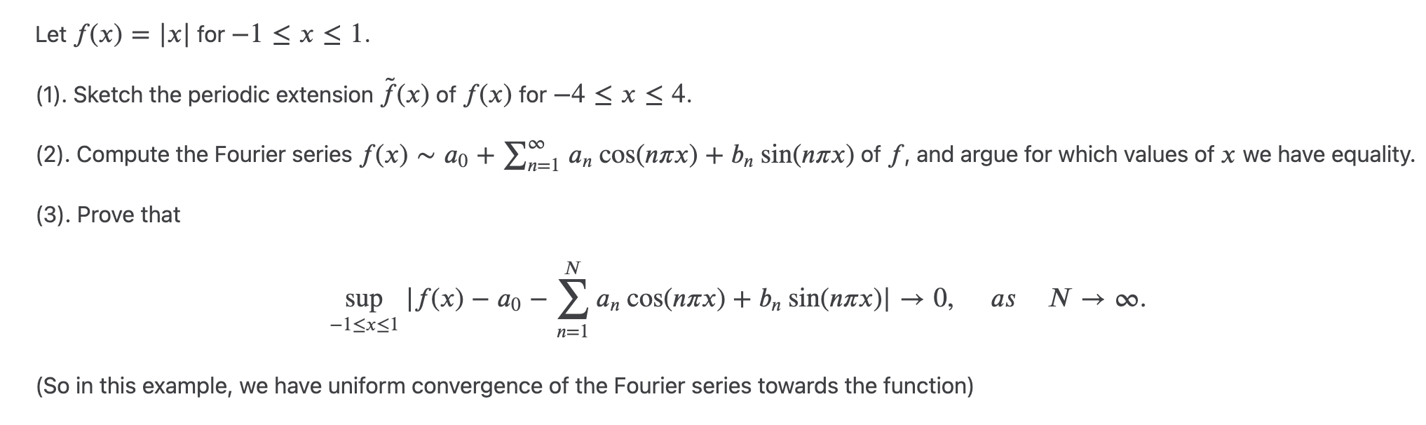 Solved Let f(x)=|x| ﻿for -1≤x≤1.Please help me compute the | Chegg.com