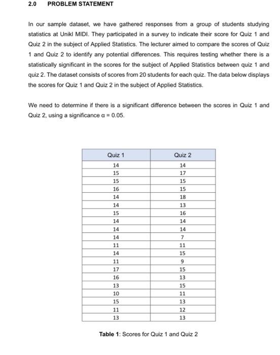 Solved 2.0 PROBLEM STATEMENT In our sample dataset, we have | Chegg.com