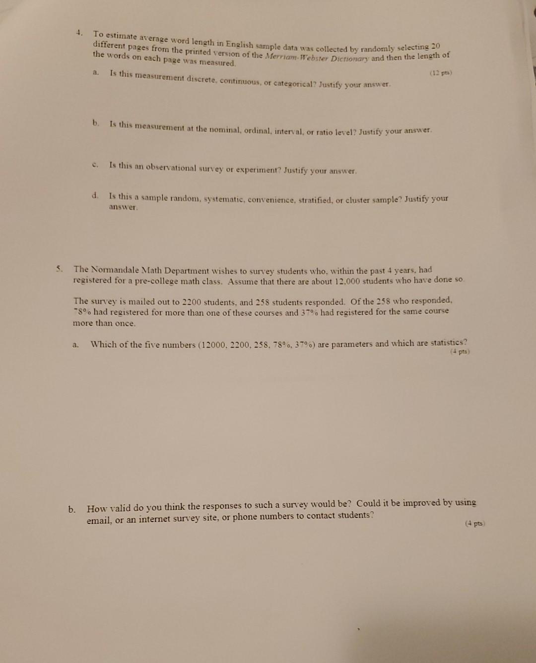 Solved 4. To estimate average word length in English sample | Chegg.com