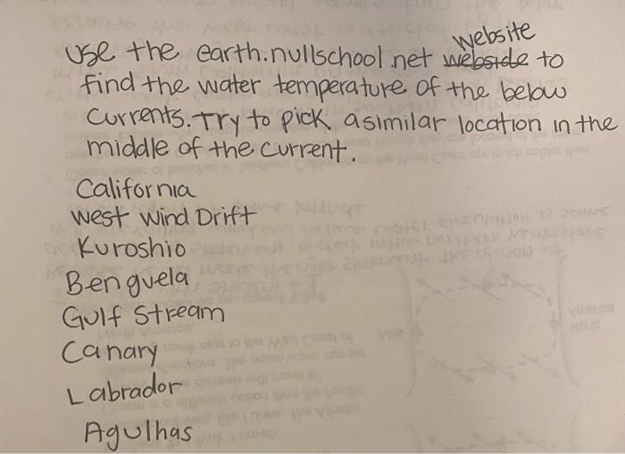 Solved Website use the earth.nullschool net webside to find | Chegg.com