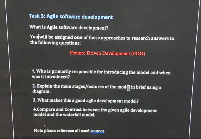 Solved Task 3: Agile software development What is Agile | Chegg.com