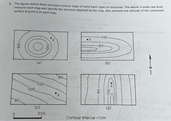Solved 6. The figures below show structure-contour maps of | Chegg.com