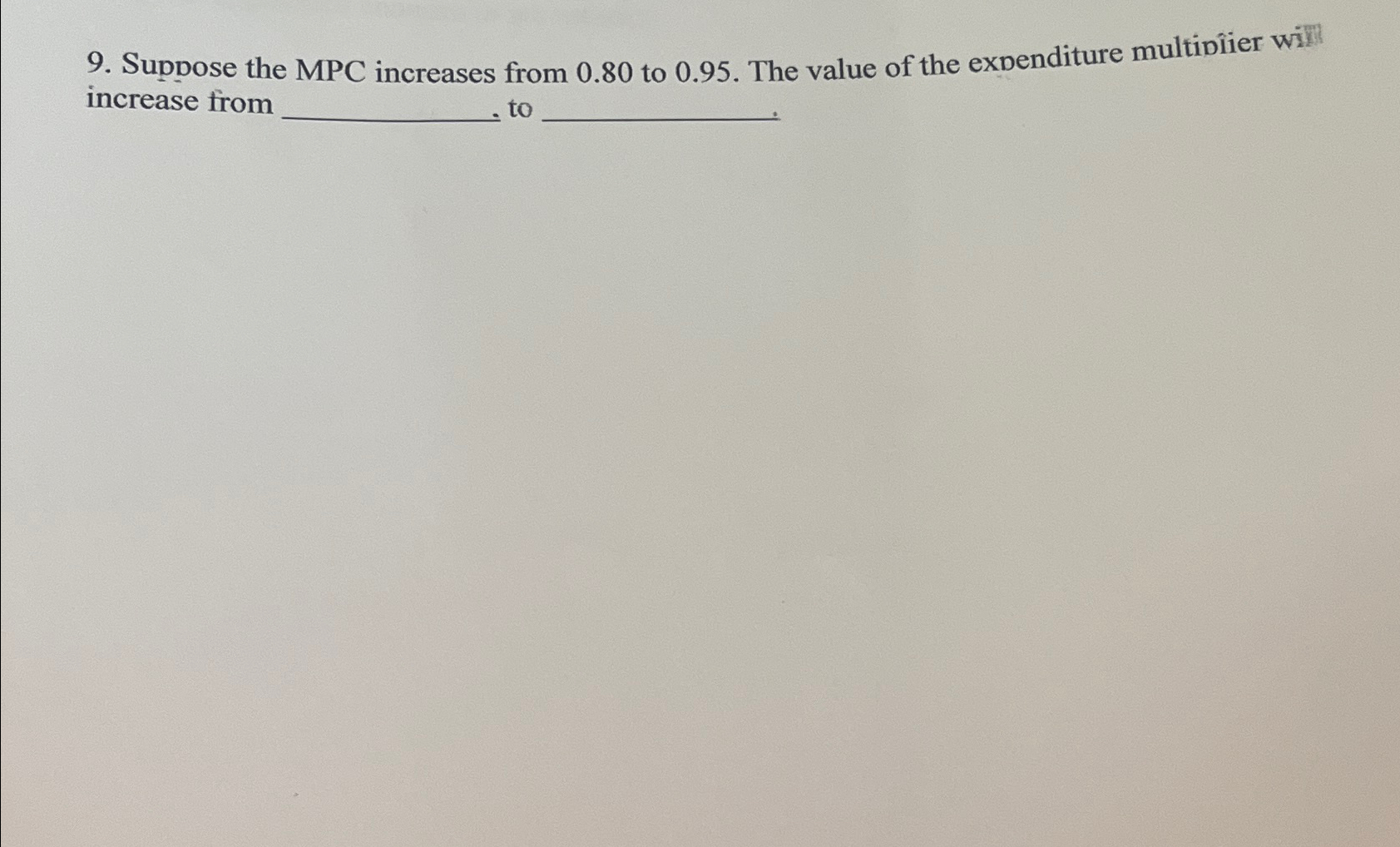 Solved Suppose the MPC increases from 0.80 ﻿to 0.95 . ﻿The | Chegg.com
