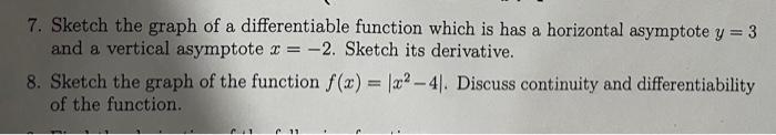 Solved 7. Sketch the graph of a differentiable function | Chegg.com