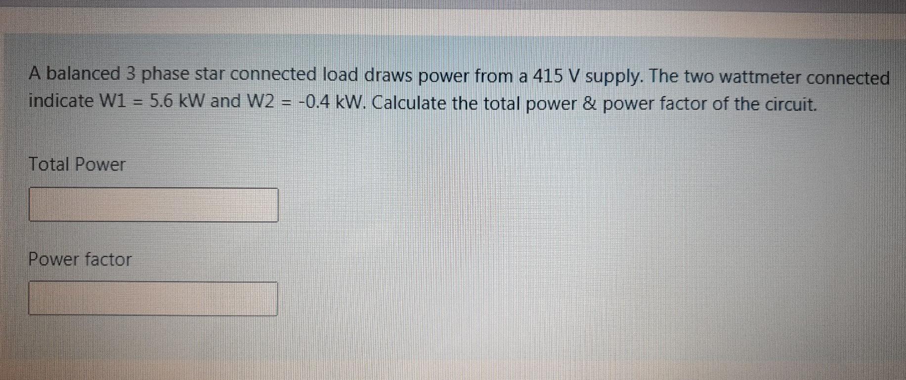 Solved A balanced 3 phase star connected load draws power | Chegg.com