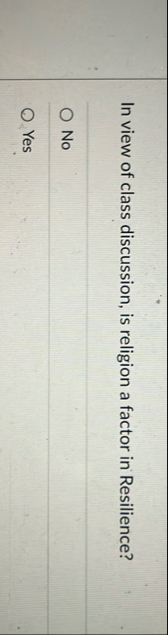 Solved In view of class discussion, is religion a factor in | Chegg.com