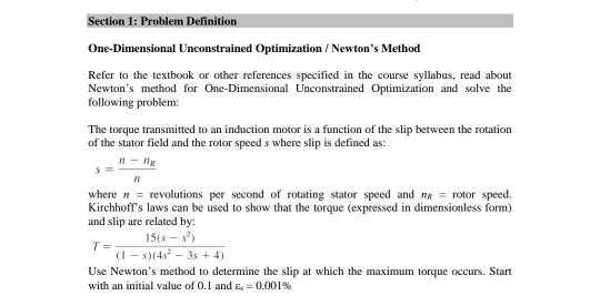 Solved Section 1: Problem Definition One-Dimensional | Chegg.com